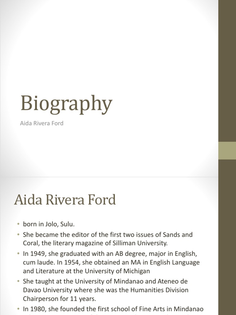 Biography of Aida Rivera Ford, Filipino Educator and Author | PDF
