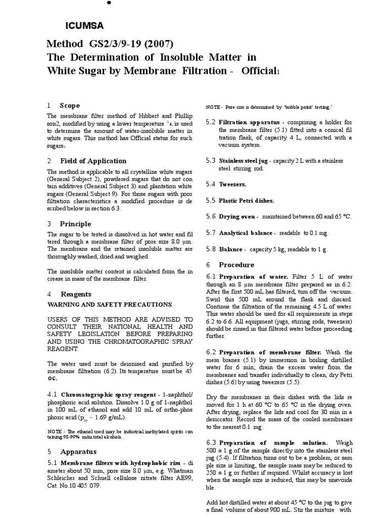 Insoluble Matter-2007 | PDF