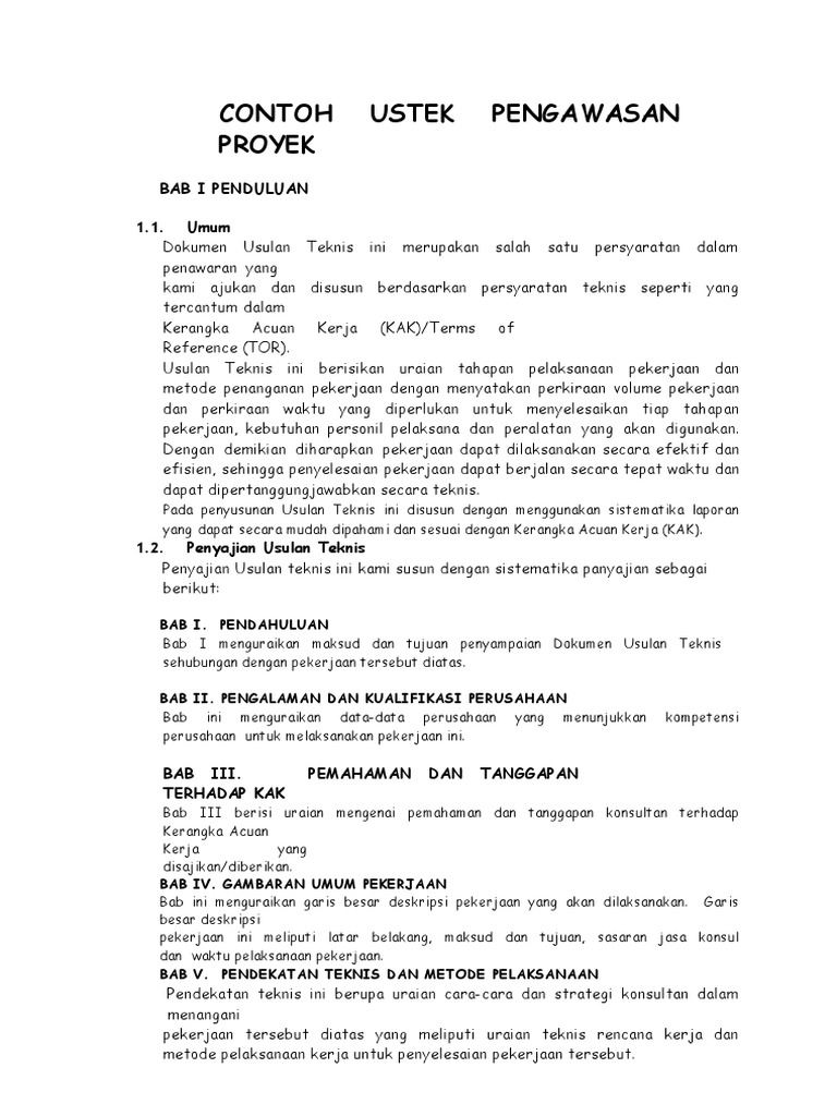 Contoh Ustek Pengawasan Proyek | PDF