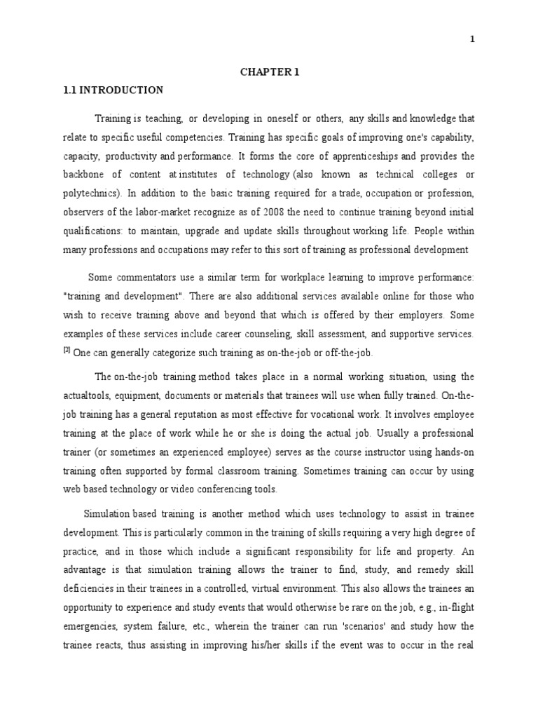 Training and Development Mba Project | PDF