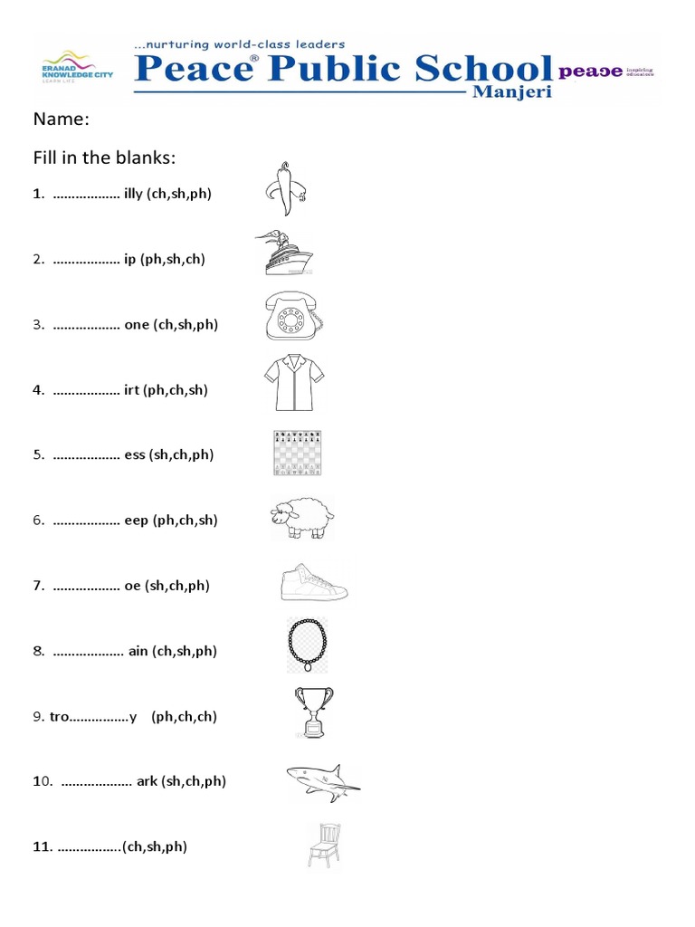 CH, SH, PH Worksheet For SKG | PDF | Language Arts & Discipline ...
