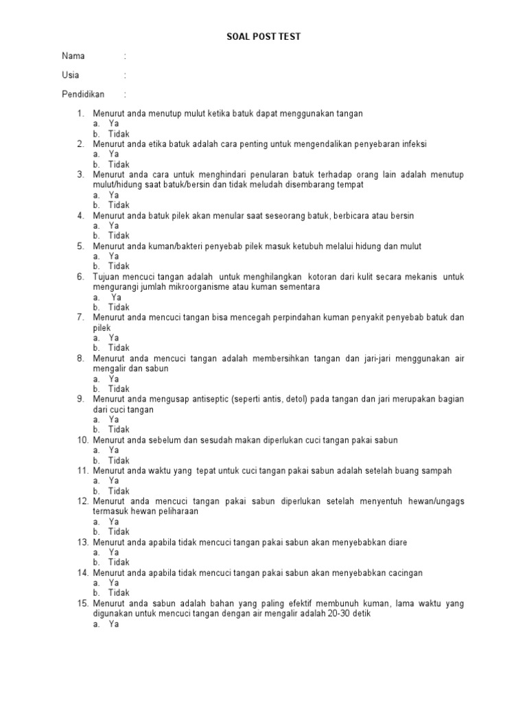 Soal Post Test | PDF