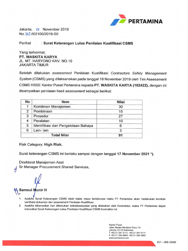 CSMS Pertamina | PDF