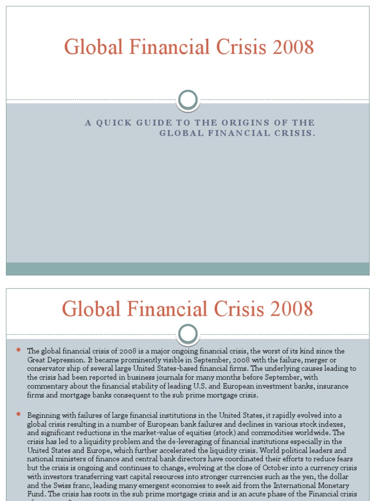 A Quick Guide To The Origins of The Global Financial Crisis | PDF ...