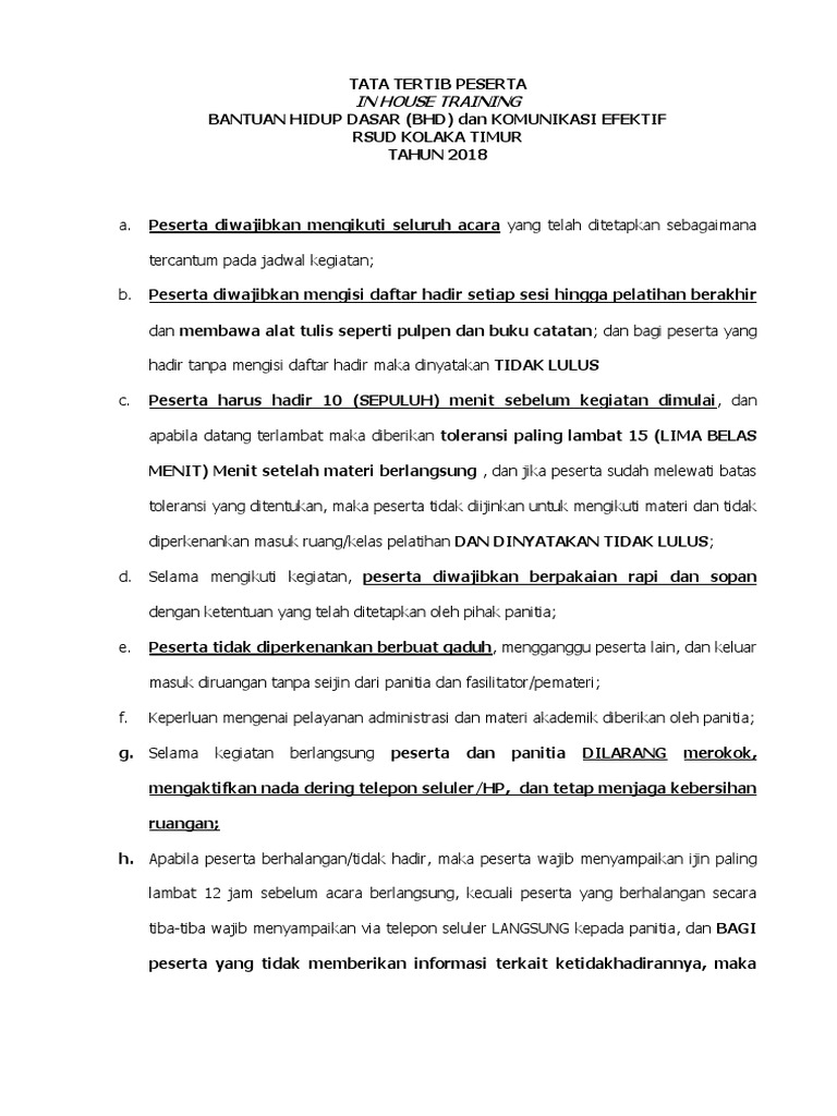 Tata Tertib Peserta Diklat | PDF