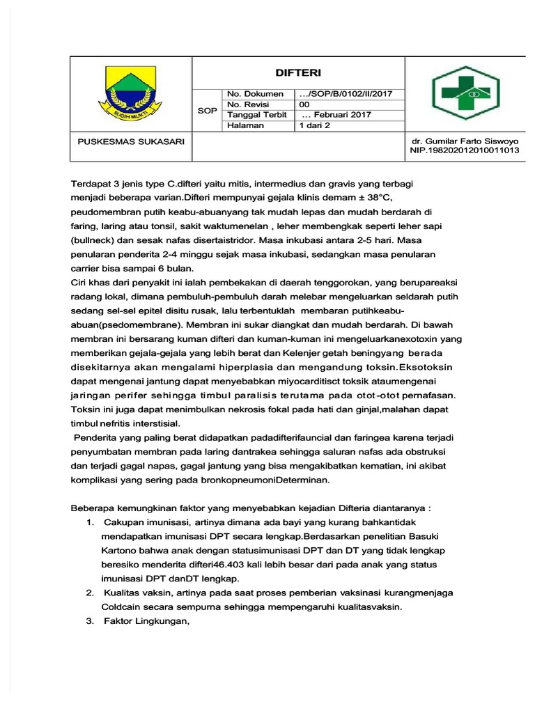 Sop Difteri Fix | PDF