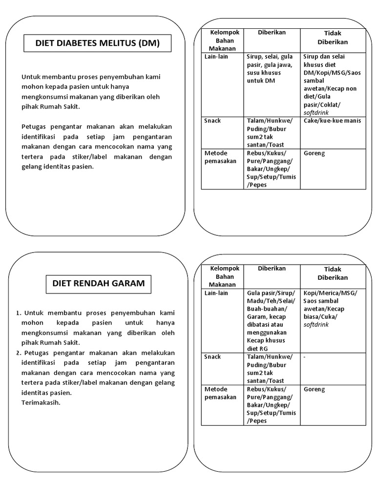 Contoh Leaflet Diet DM RG | PDF