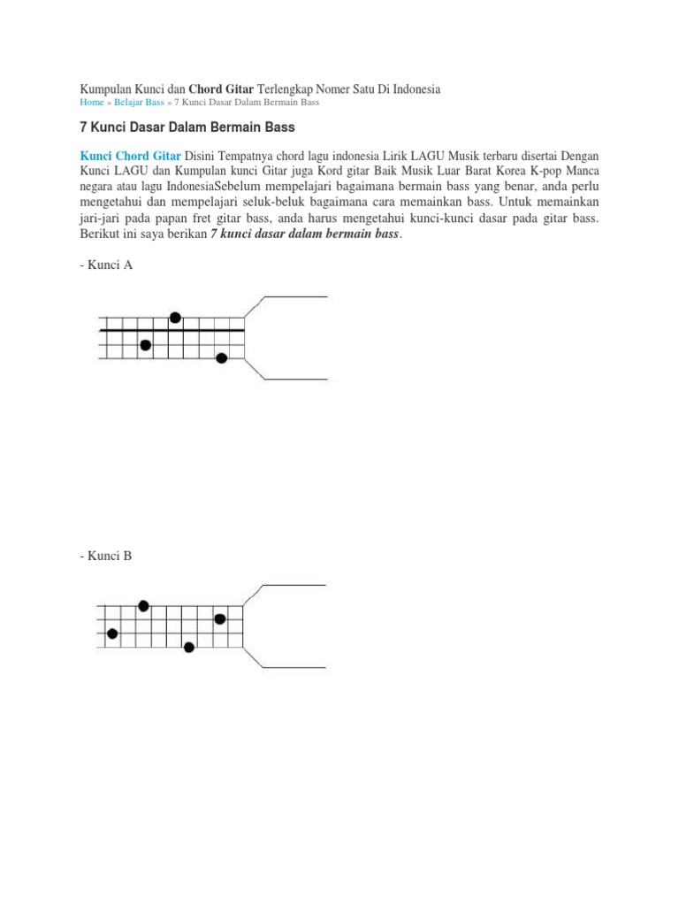 Kunci Dasar Gitar Bass untuk Pemula | PDF