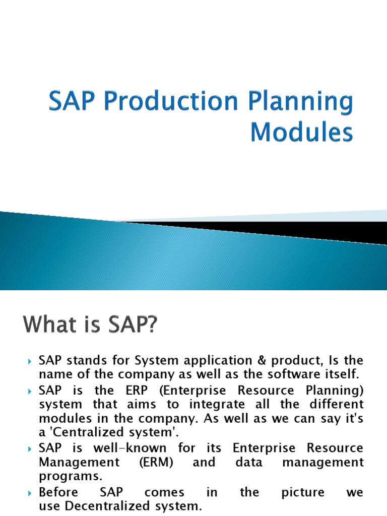 SAP Production Planning Modules Presentation | PDF