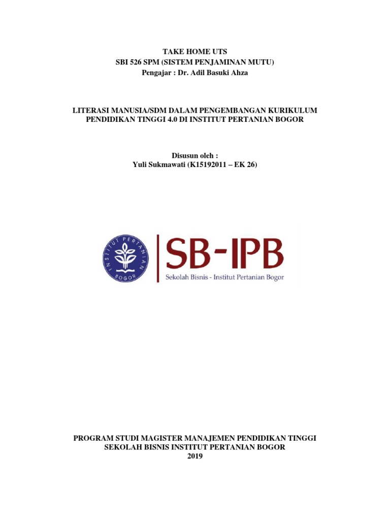 Take Home UTS - SPM - ABA - Yuli Sukmawati EK 26 PDF | PDF