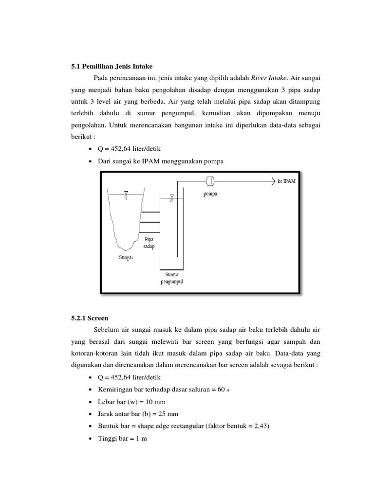 Perencanaan Sistem Intake Air Sungai | PDF