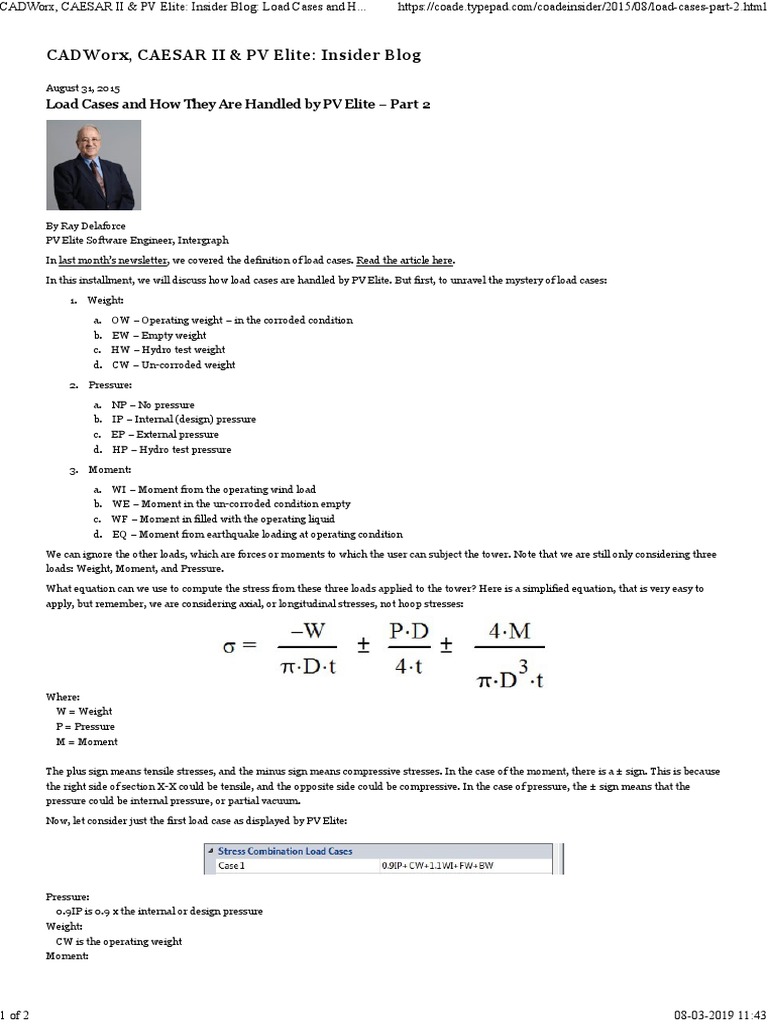 Load Case Explanation in PV Elite | PDF