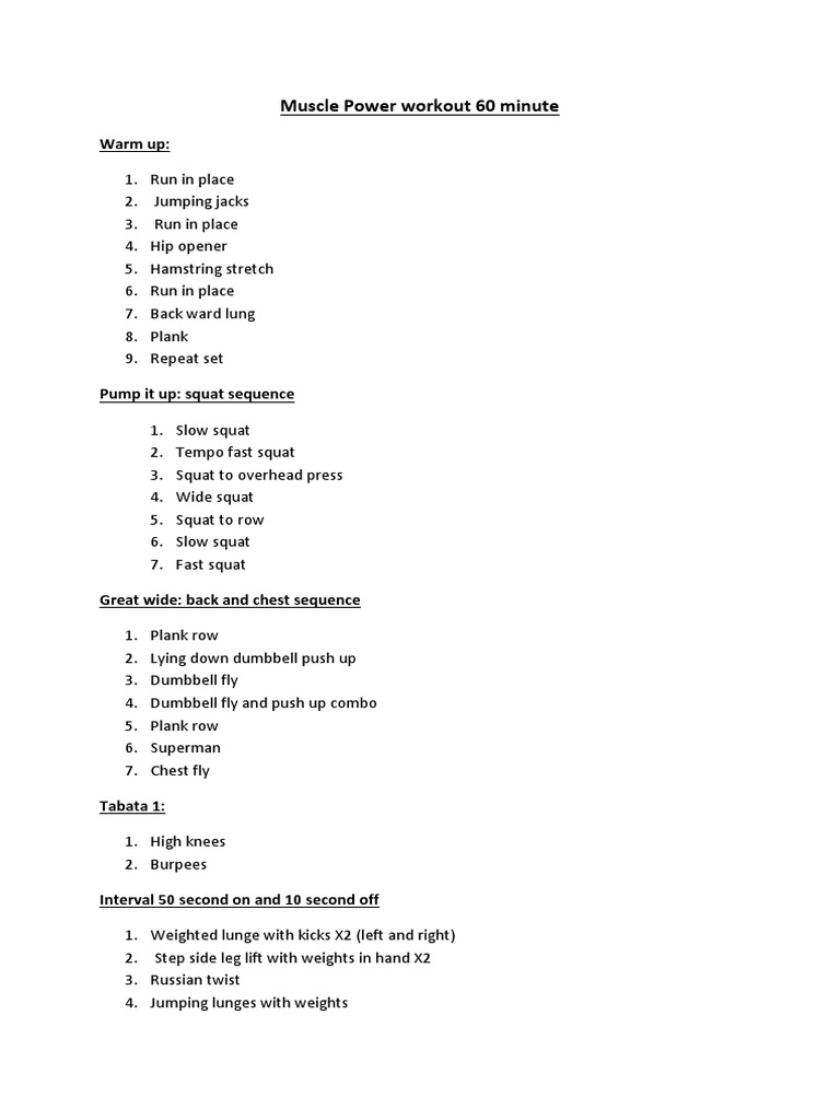 Muscle Power Workout 60 Minute | PDF
