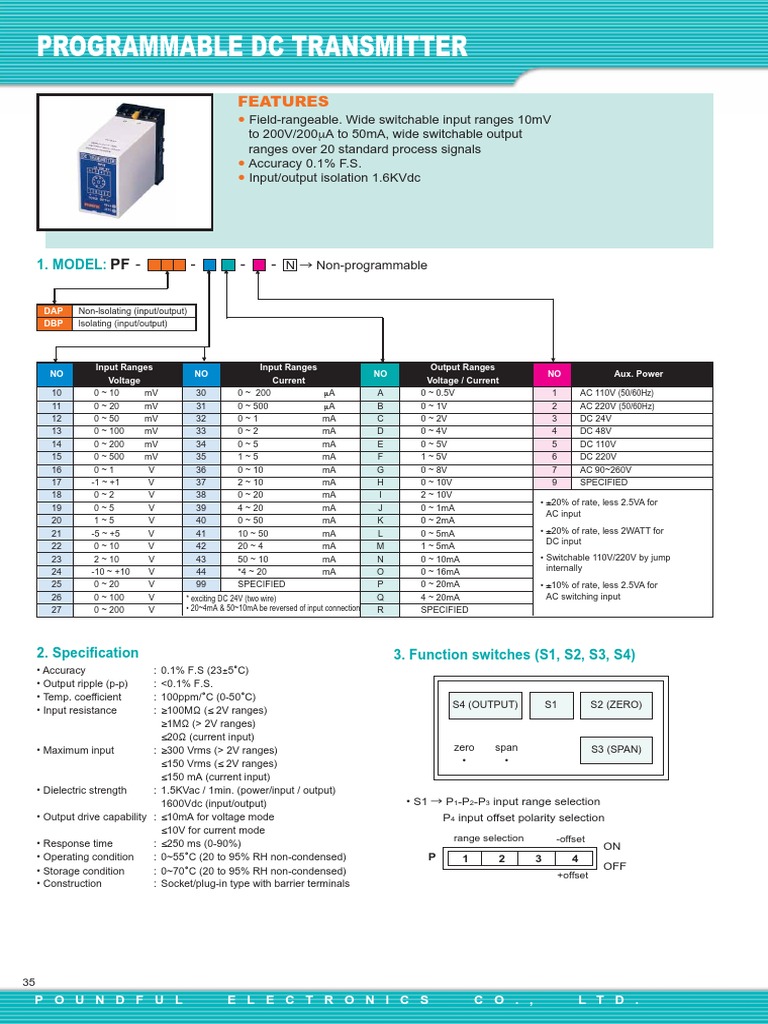 DC Transmitter PF-DBP PDF | PDF