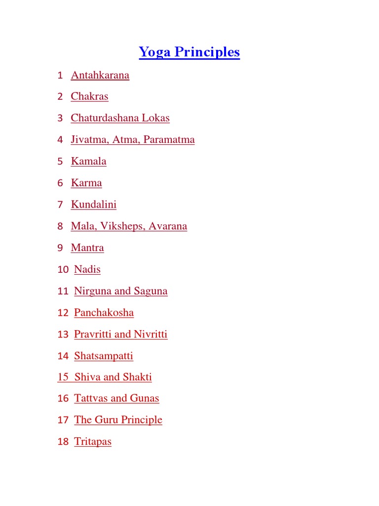 Yoga Principles | PDF | Philosophy | Self-Improvement