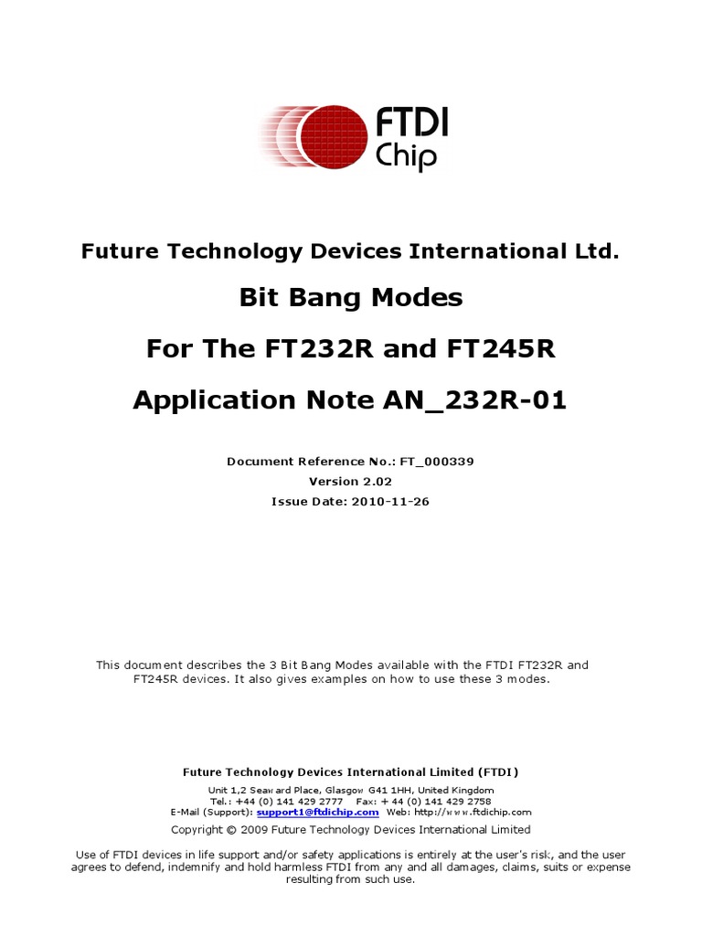 AN 232R-01 Bit Bang Mode Available For FT232R and Ft245R | PDF ...