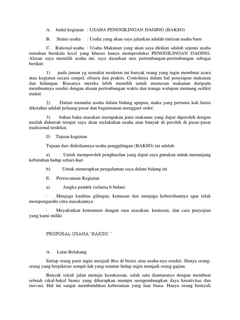 Proposal PEMGGILING BAKSO | PDF