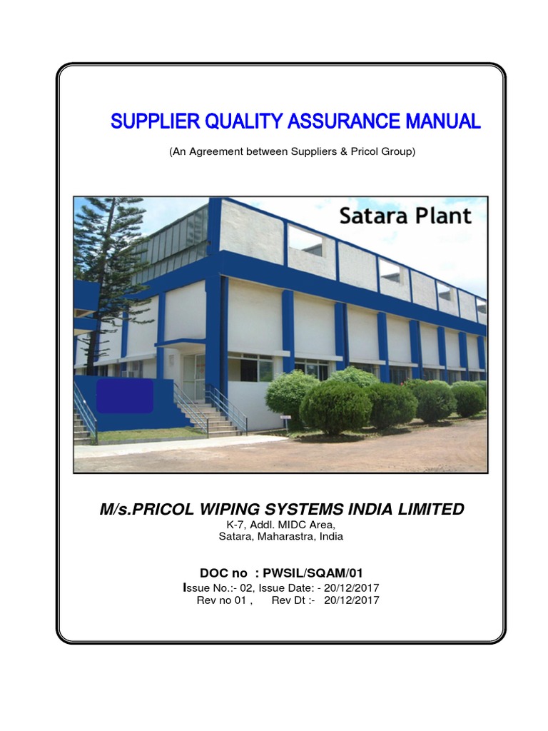 Supplier Quality Manual-PWSIL - Rev. 01 Dt.20-12-2017 | PDF