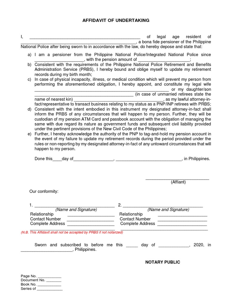 Affidavit Pensioners | PDF