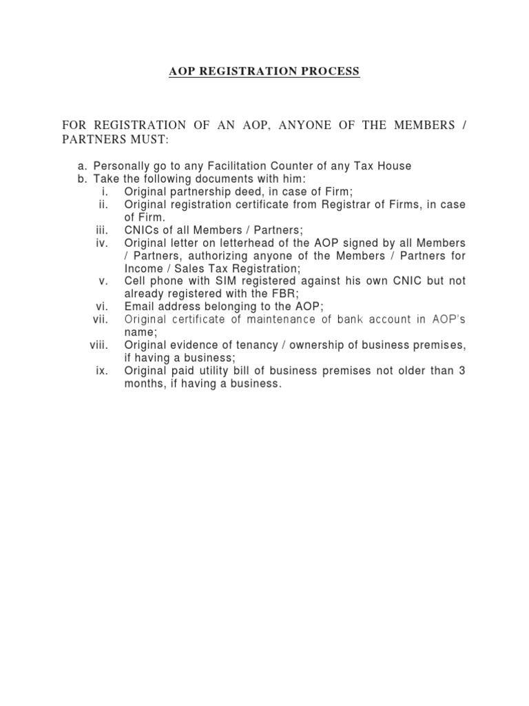 Aop Registration Process | PDF | Business | Finance & Money Management