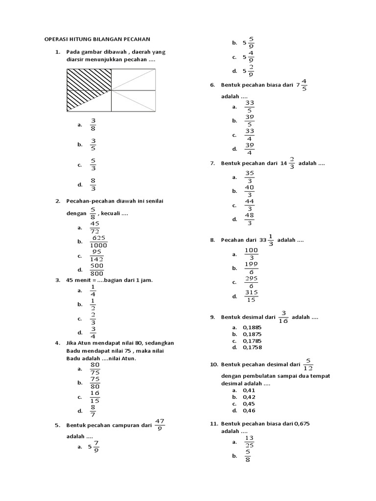 2 Operasi Hitung Bilangan Pecahan-1 | PDF