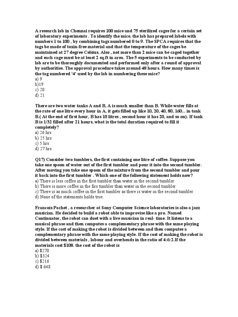 TCS Sample Aptitiude and Interview Qns | PDF | Teaching Mathematics ...