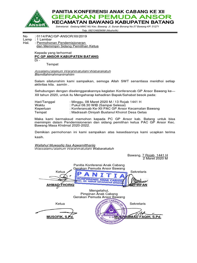 Permohonan Demisioner & Memimpin Sidang Pemilihan Ketua | PDF
