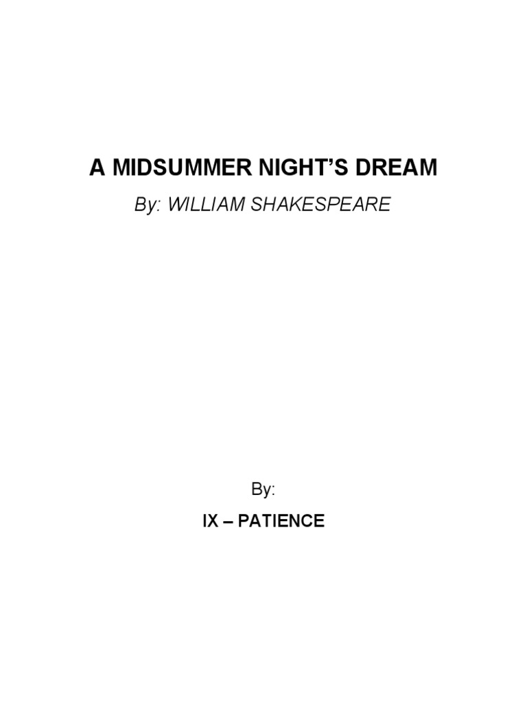 A MIDSUMMER NIGHTS DREAM Script | PDF | A Midsummer Night's Dream
