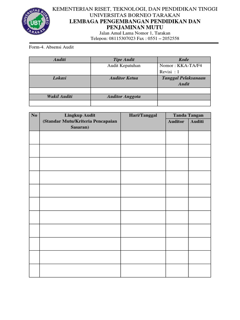 Form-4 Absensi Audit | PDF