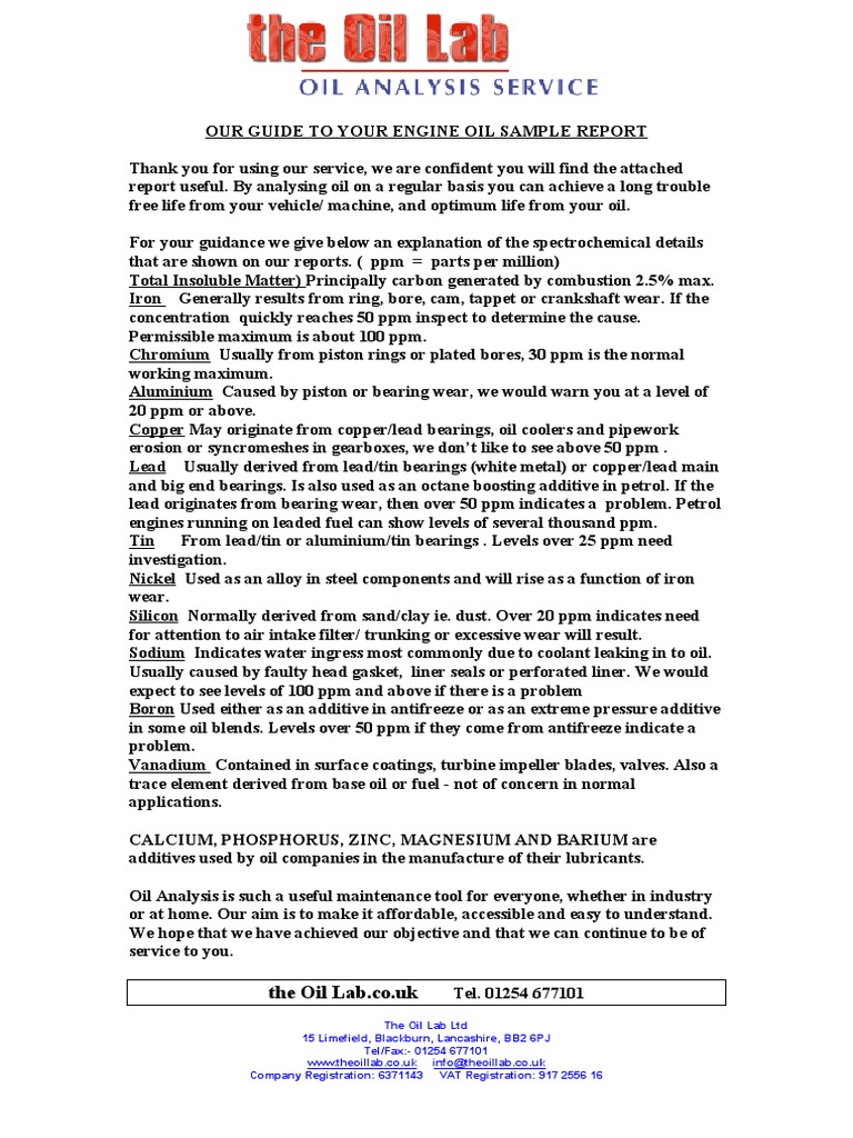 Guide To Sample Report | PDF | Piston | Gasoline