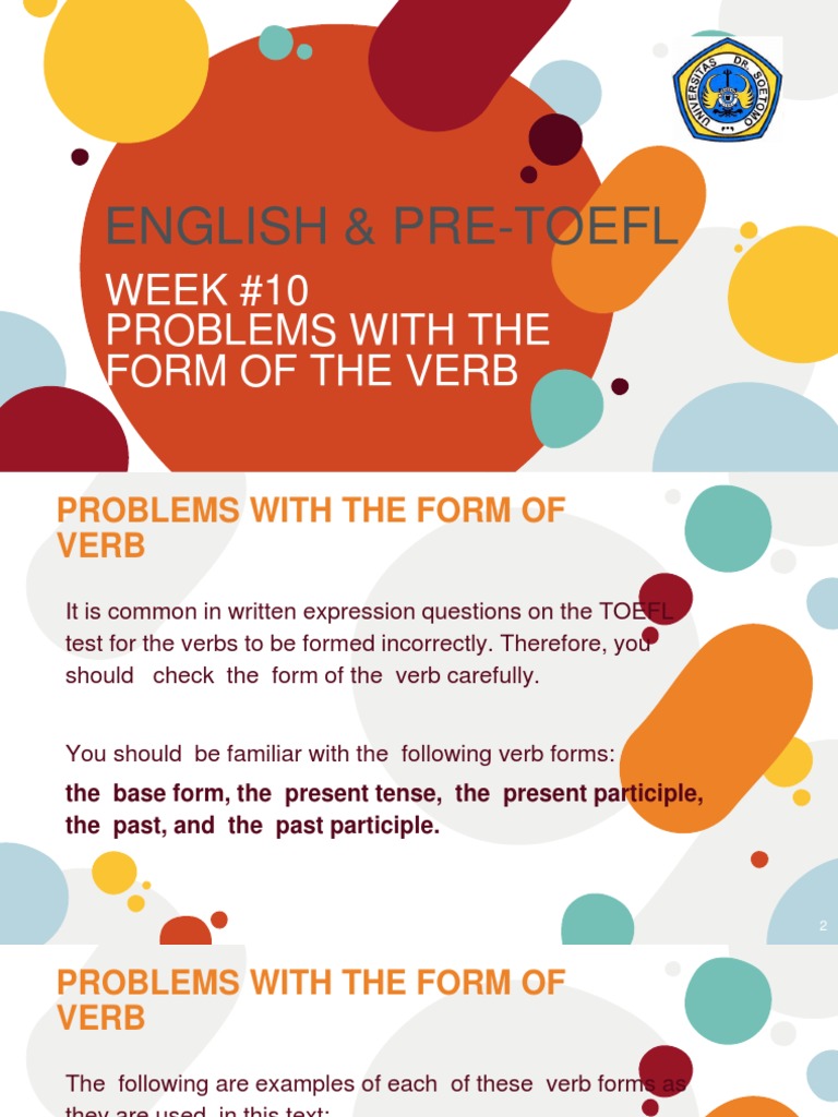 Week #10 Problems With The Form of The Verb | PDF
