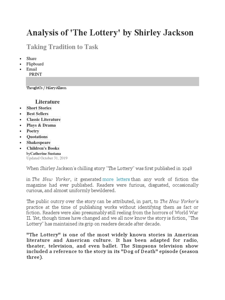 Analysis of The Lottery | PDF