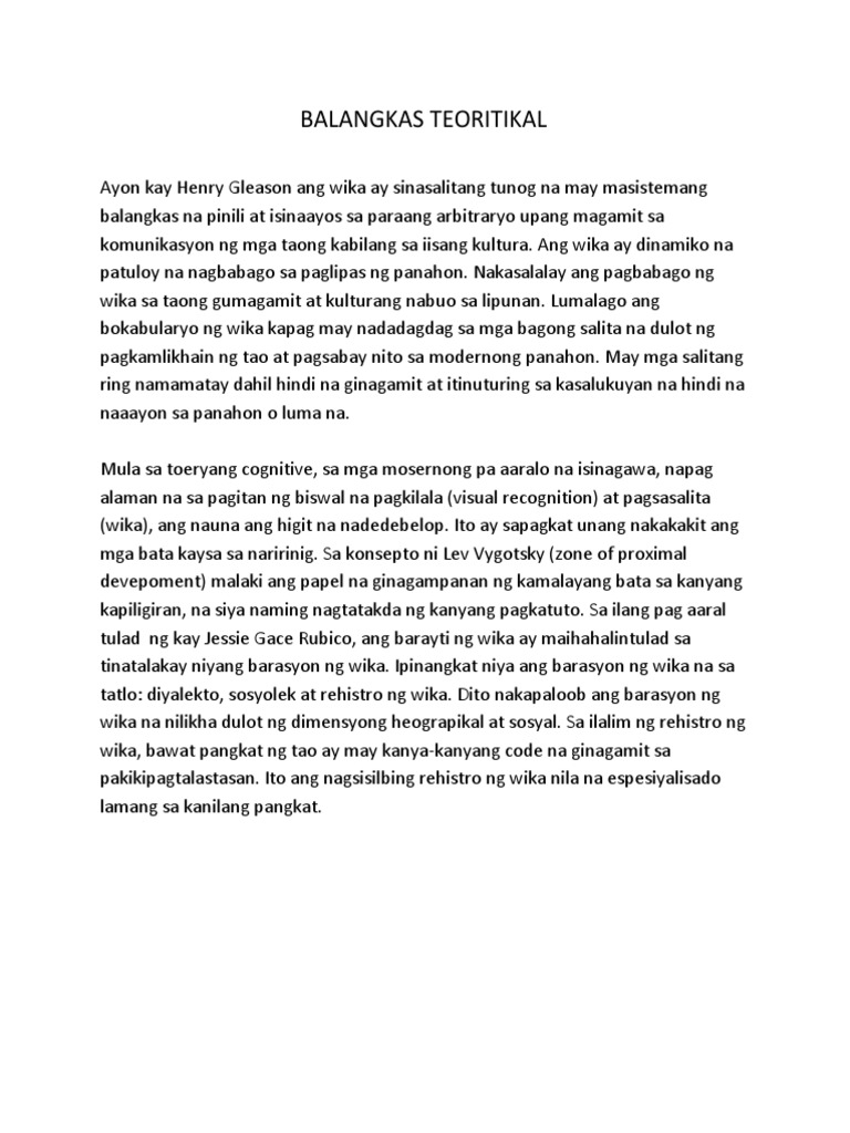 BALANGKAS TEORITIKAL Maglasang Final | PDF