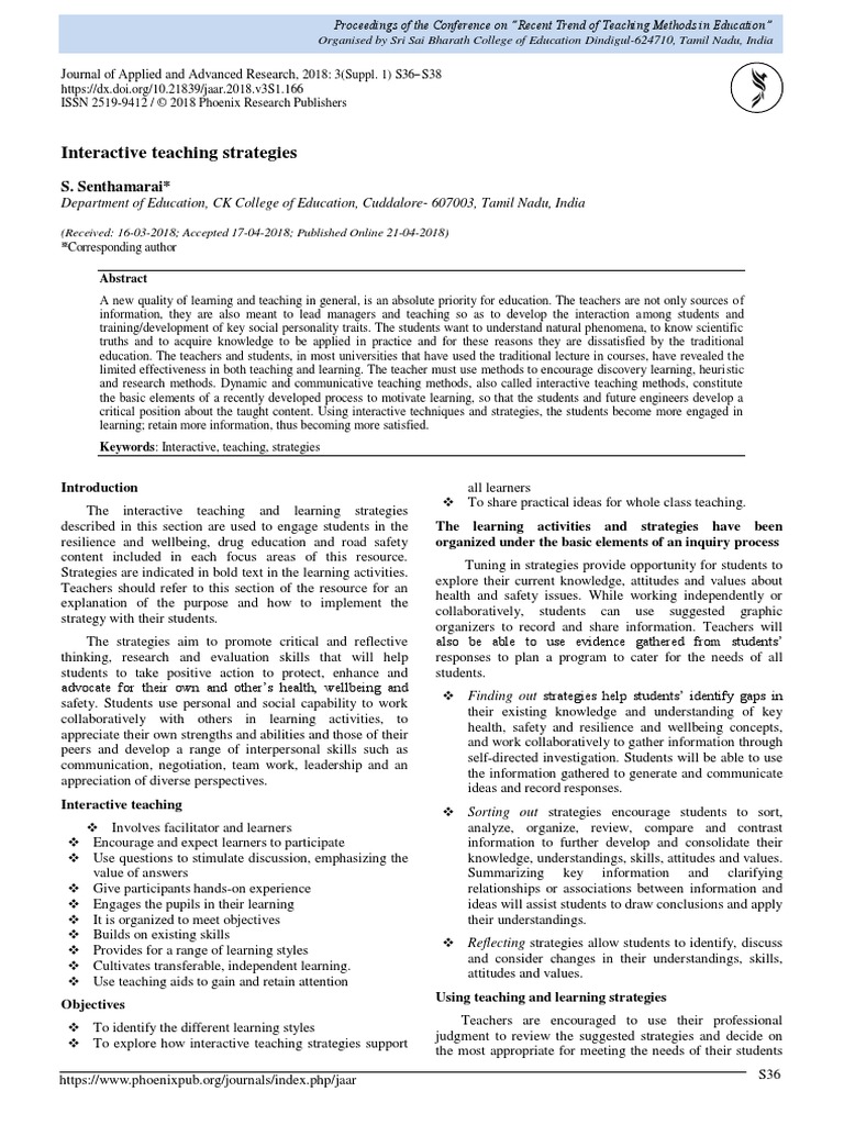 Interactive Teaching Strategies | PDF