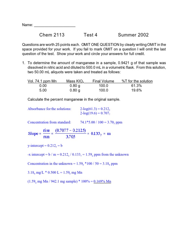 Volumetric Analysis Tests With Answer Key | PDF | Science & Mathematics