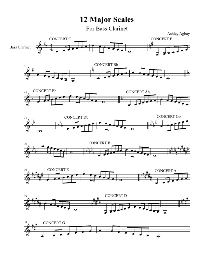 Bass Clarinet Scales 12 Major Scales