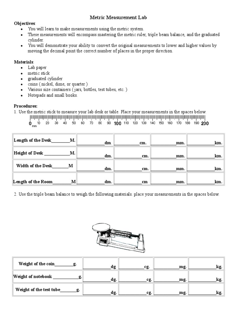 Metric Measurement Lab | PDF | Teaching Methods & Materials | Home & Garden