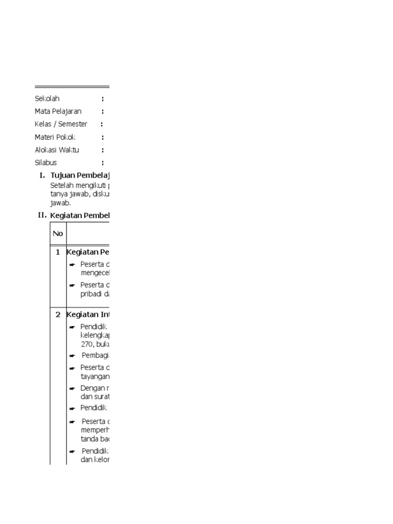 Contoh RPP 1 Lembar | PDF | Karier & Perkembangan