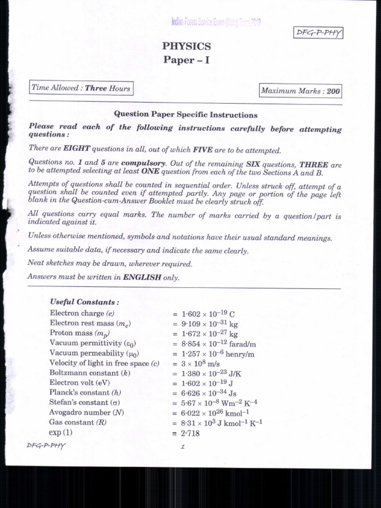 Question Paper Psu - Physics | PDF