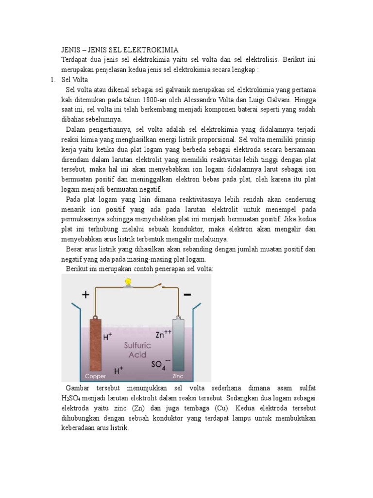 Jenis-Jenis Sel Elektrokimia | PDF