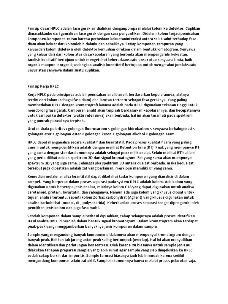 Prinsip HPLC | PDF