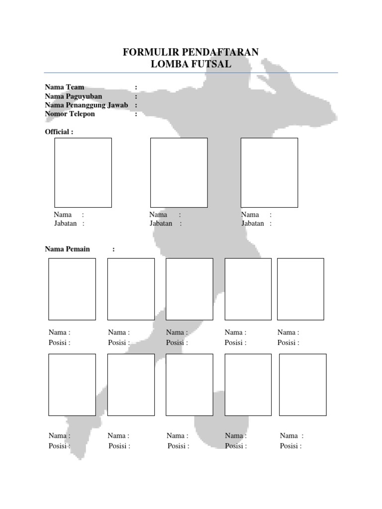 Formulir Pendaftaran Lomba Futsal | PDF