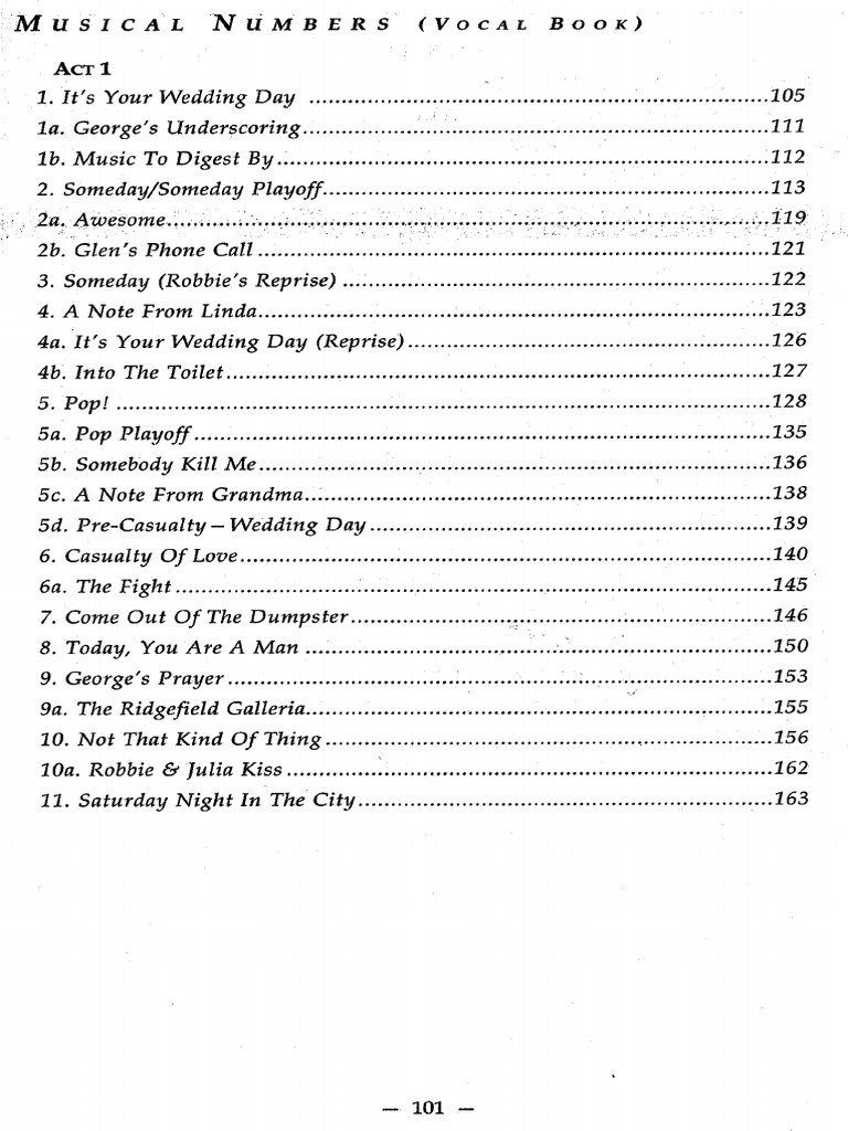 Wedding Singer Vocal Book | PDF