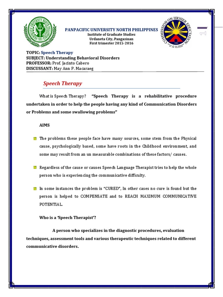 Speech Therapy | PDF