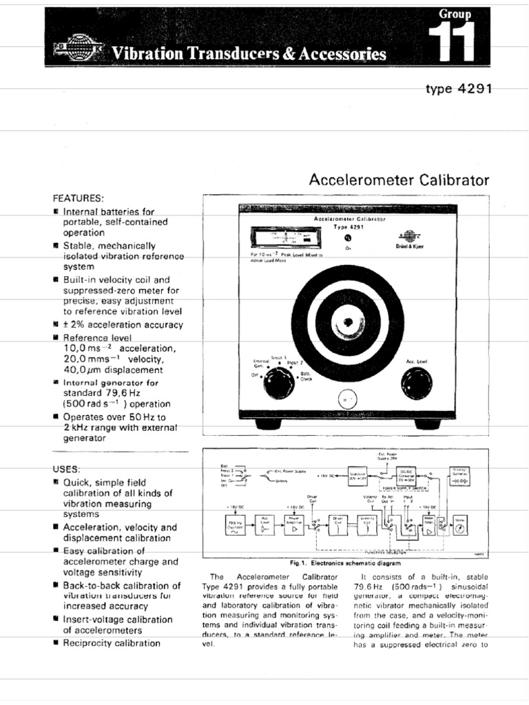 B&K Acceleronter Calibrator Type 4291 PDF | PDF