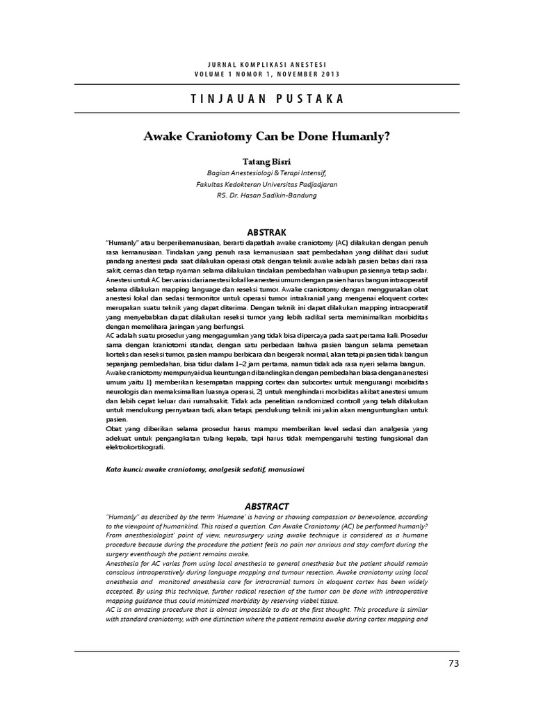 Awake Craniotomy | PDF