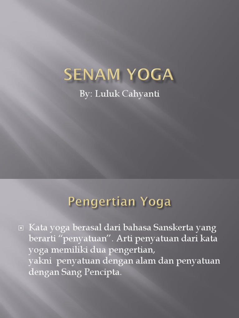 Senam Yoga | PDF | Kesehatan Holistik | Gaya Hidup