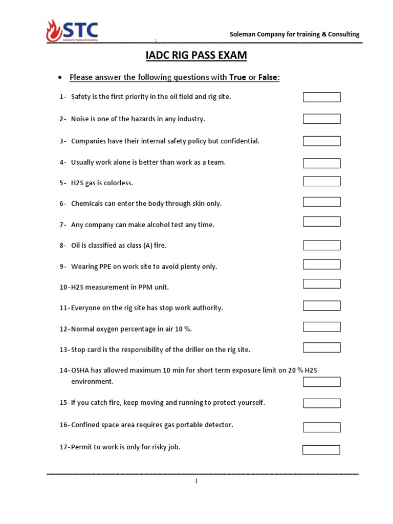 IADC Rigpass Test | PDF