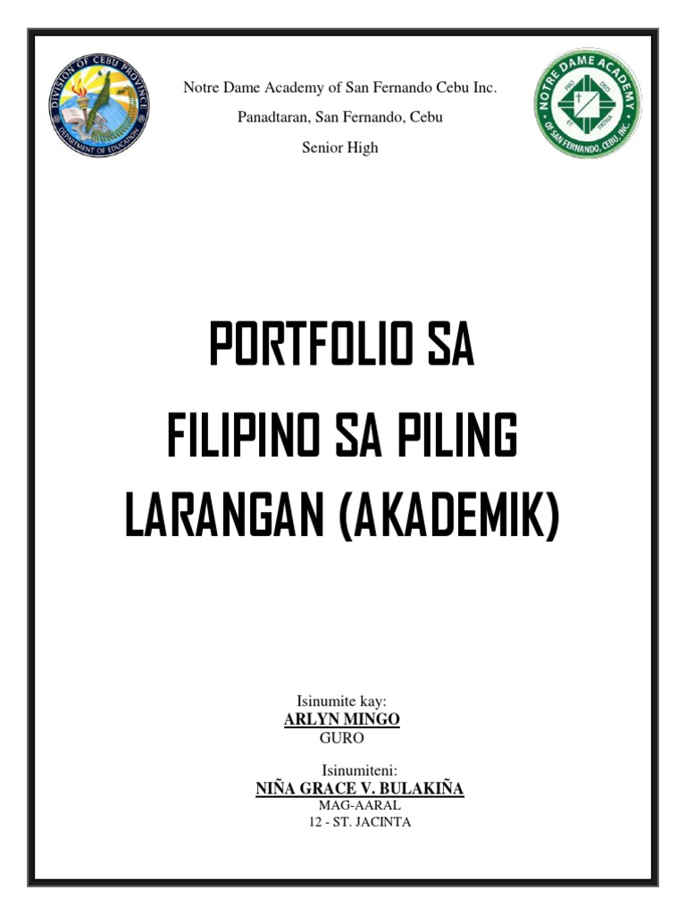 PORTFOLIO SA PILING LARANGAN Walay Reflection | PDF