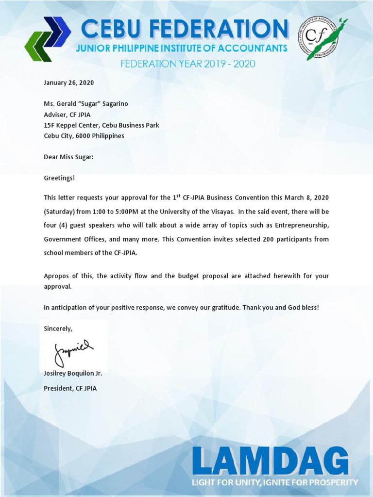 CF-JPIA Business Convention Proposal | PDF | Business | Law
